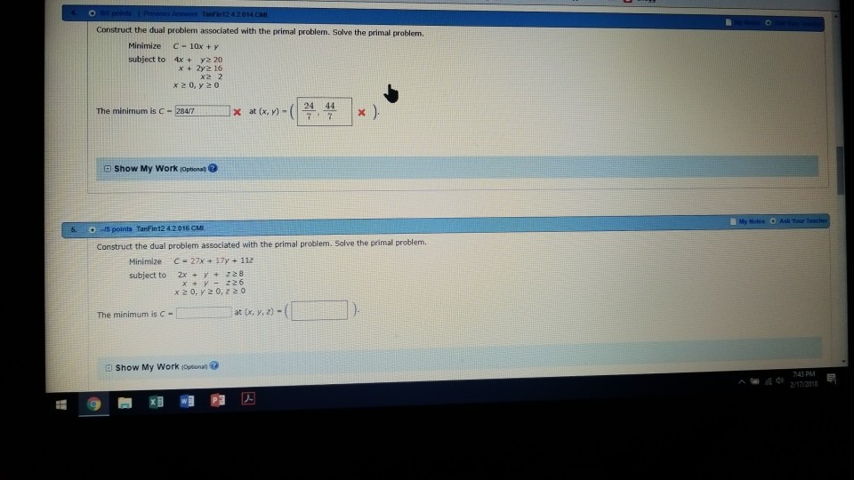 Solved 0 Construct the dual problem associated with the | Chegg.com