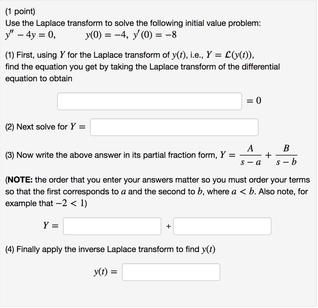 Solved Use The Laplace Transform To Solve The Following