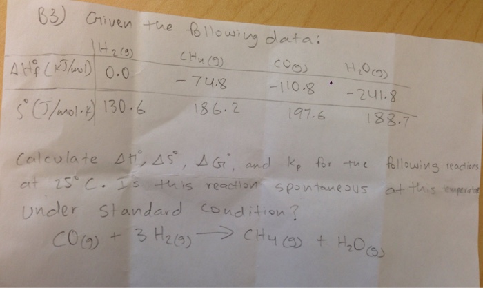 Solved Given the Following data Calculate Delta ti, DeltaS | Chegg.com