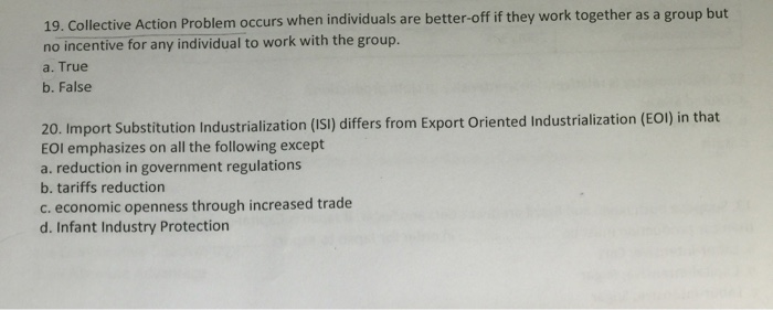 Solved Collective Action Problem occurs when individuals are | Chegg.com