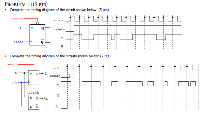 Solved PROBLEM 1 (12 PTS) Complete the timing diagram of the | Chegg.com Solved PROBLEM 1 (12 PTS) Complete the timing diagram of the | Chegg.com