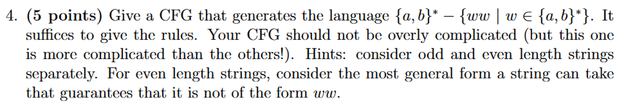 Solved Give A Cfg That Generates The Language {a B} {ww