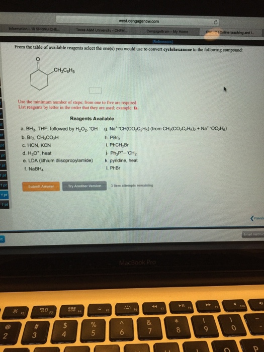 Solved From the table of available reagents select the | Chegg.com