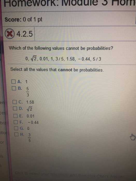 Solved Which of the following values cannot be | Chegg.com