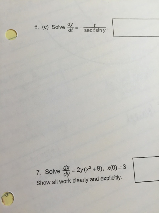 Solved Solve The Separable Differential Equations Solve