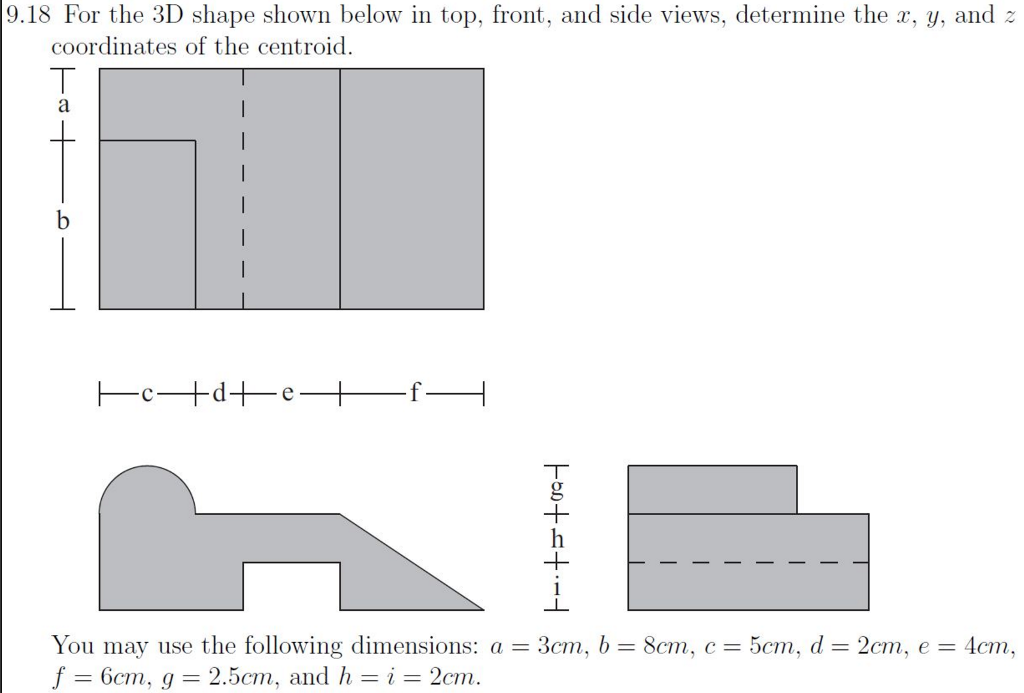 Solved For the 3D shape shown below in top, front, and side | Chegg.com