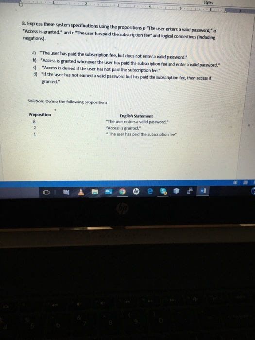 Solved Express These System Specifications Using The