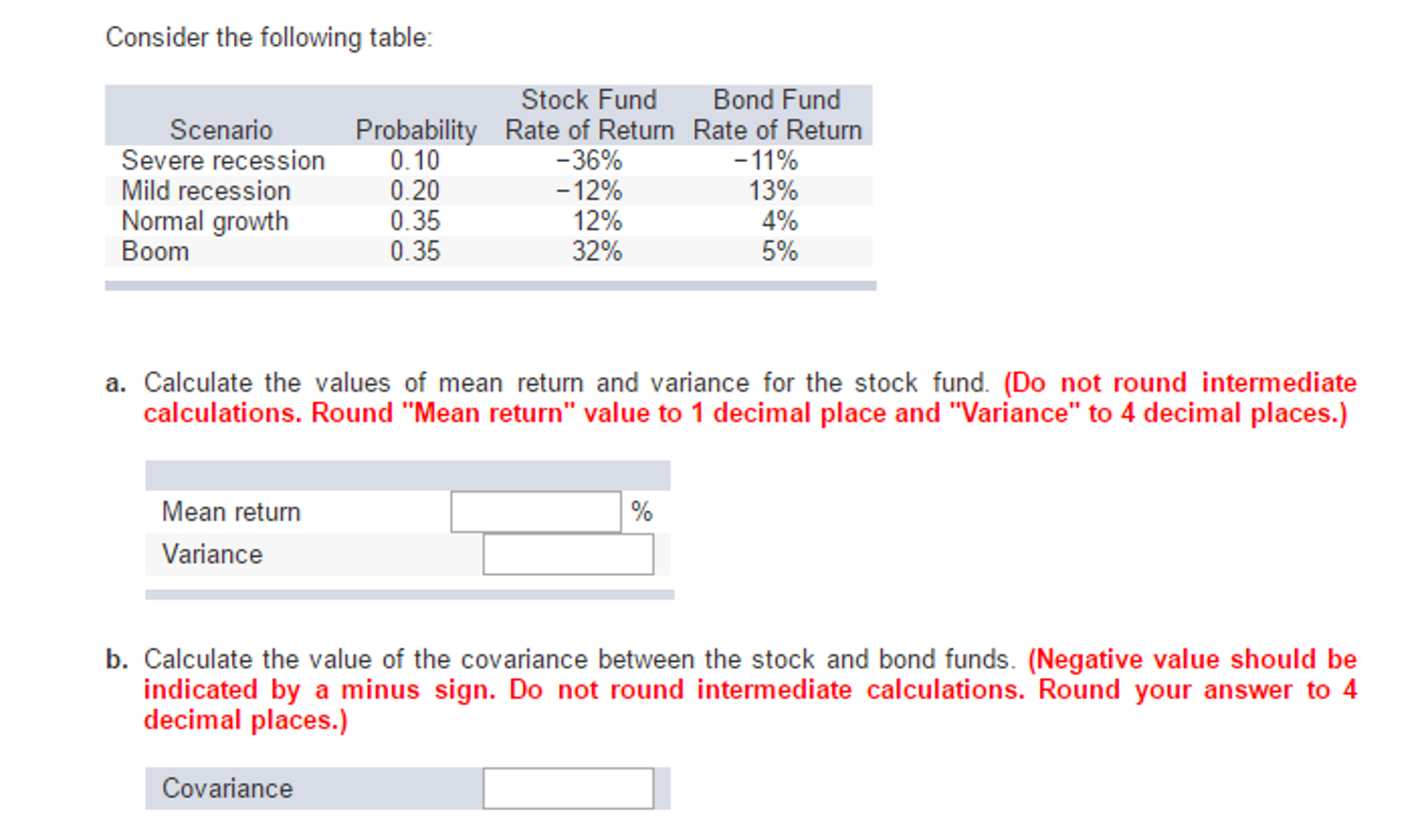 Solved Consider the following table: Calculate the values | Chegg.com