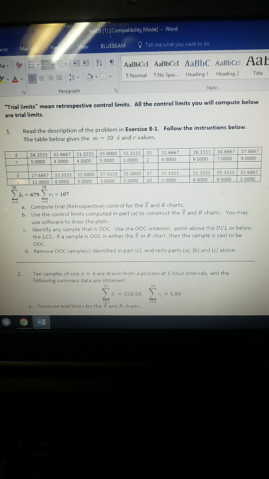 Solved (1) (Compatibility Mode] Word BLUEBEAM Tell me what | Chegg.com