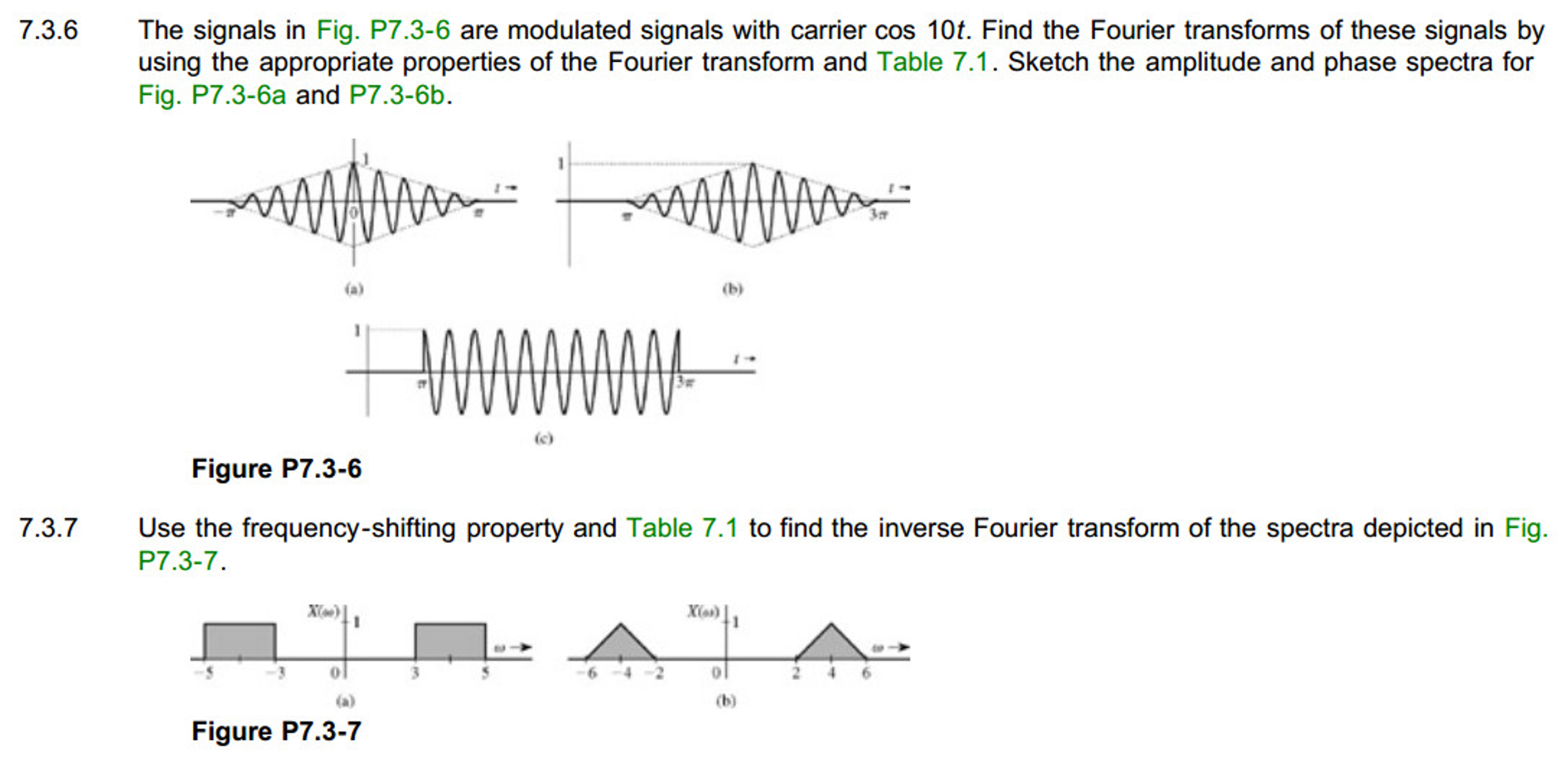 Solved The Signals In Fig P7 3 6 Are Modulated Signals With