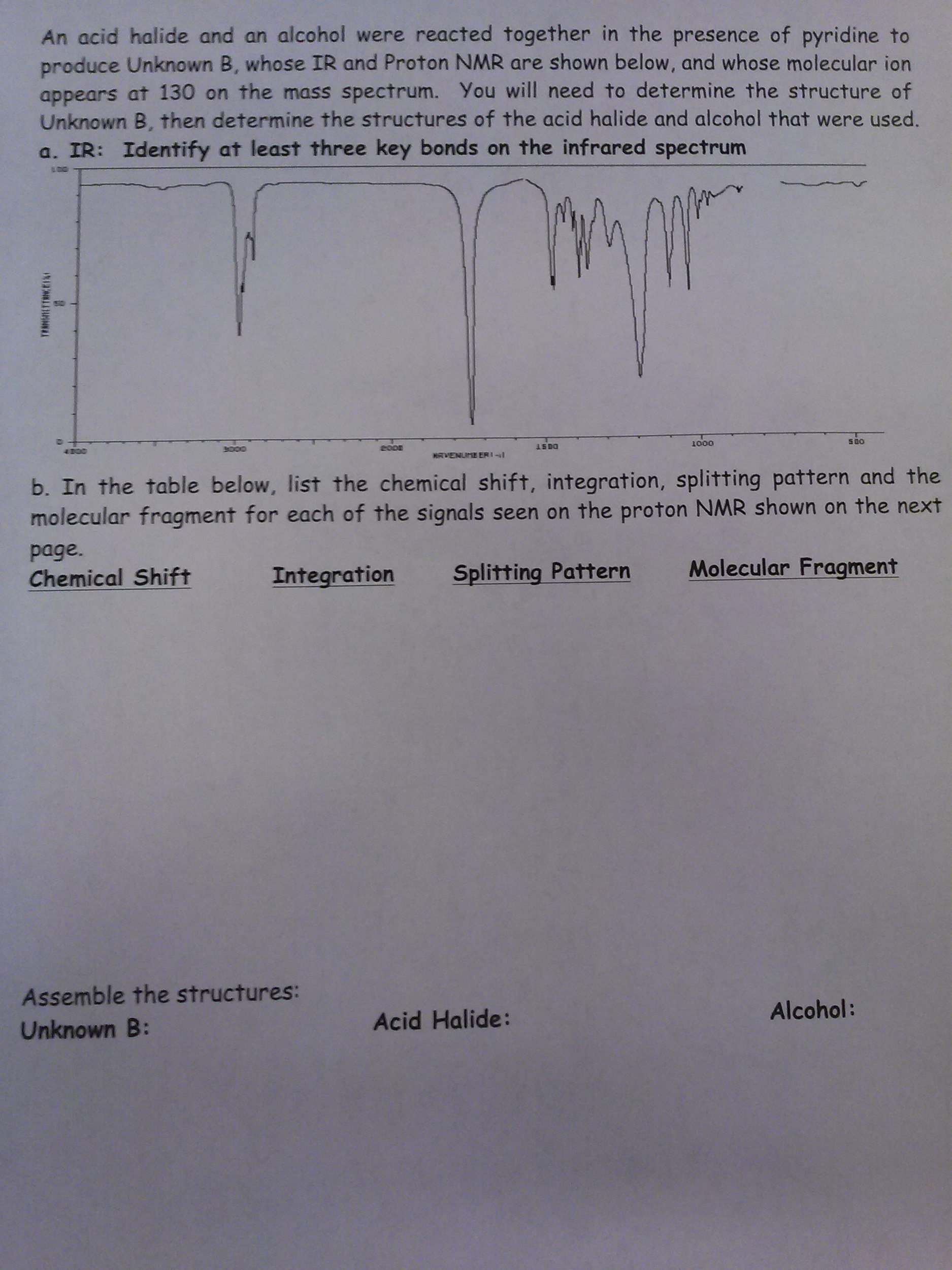 Solved An acid halide and an alcohol were reacted together | Chegg.com