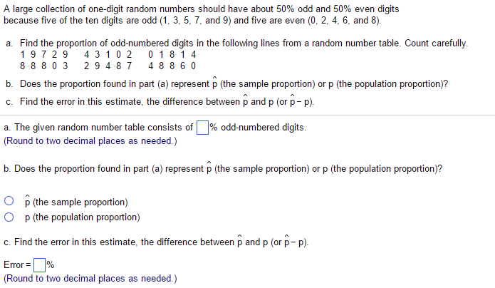 Solved A large collection of one-digit random numbers should | Chegg.com