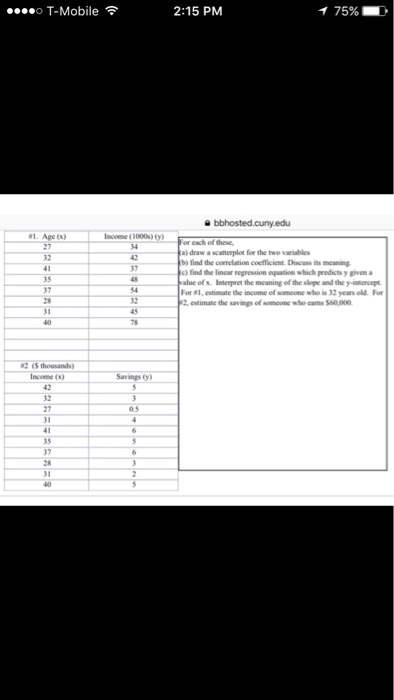 Solved For each of these, draw a scatterplot for the two | Chegg.com