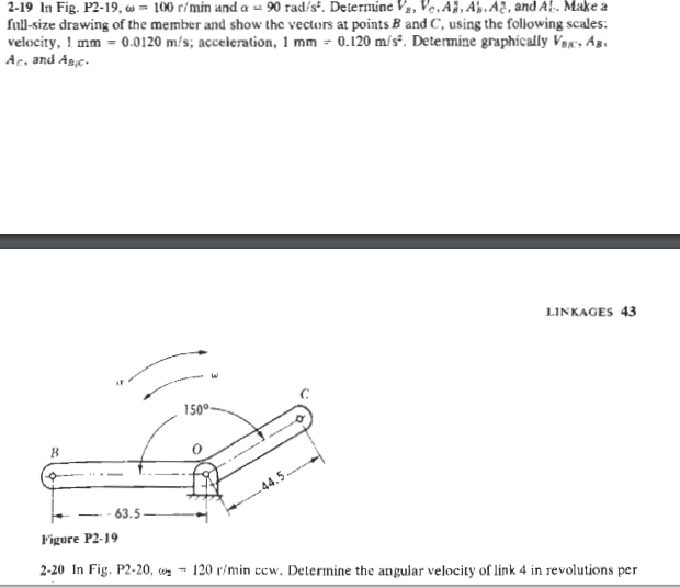 Solved In Fig. P2-19, omega = 100 r/min and alpha = 90 | Chegg.com