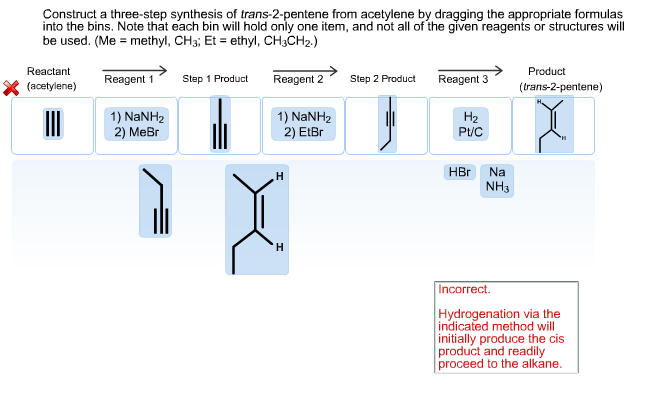 Solved Construct a three-step synthesis of trans-2-pentene | Chegg.com