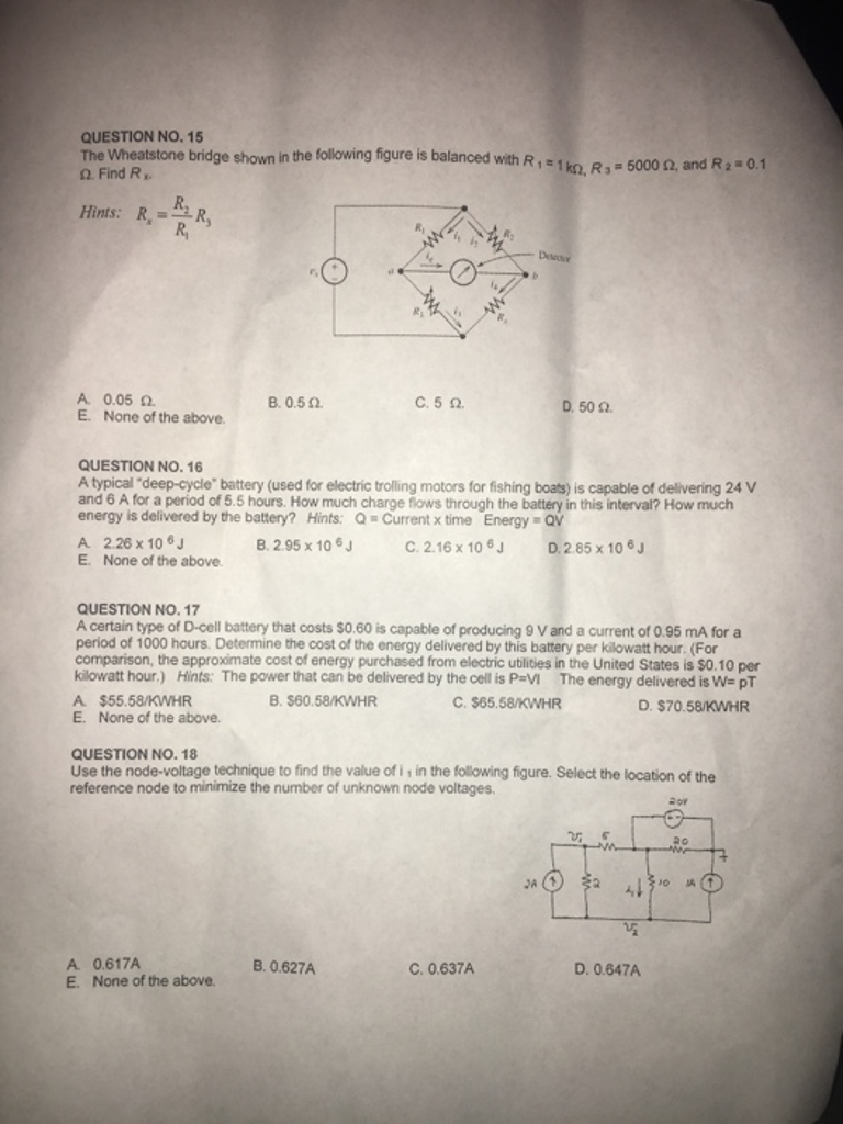 Solved The Wheatstone bridge shown in the following figure | Chegg.com