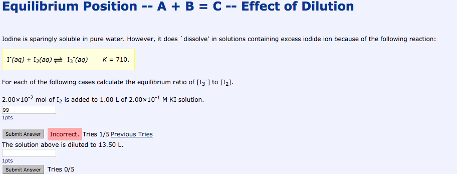Solved Equilibrium Position -- A + B = C -- Effect of | Chegg.com