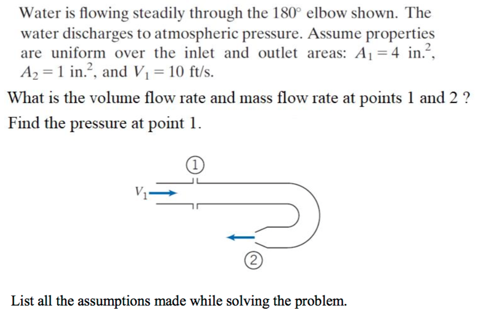 Solved Water is flowing steadily through the 180 degree | Chegg.com