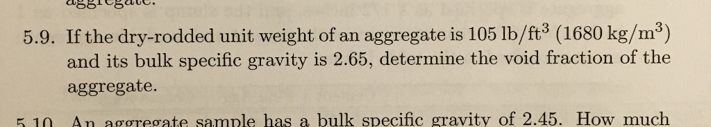 Solved If the dry-rodded unit weight of an aggregate is 105 | Chegg.com