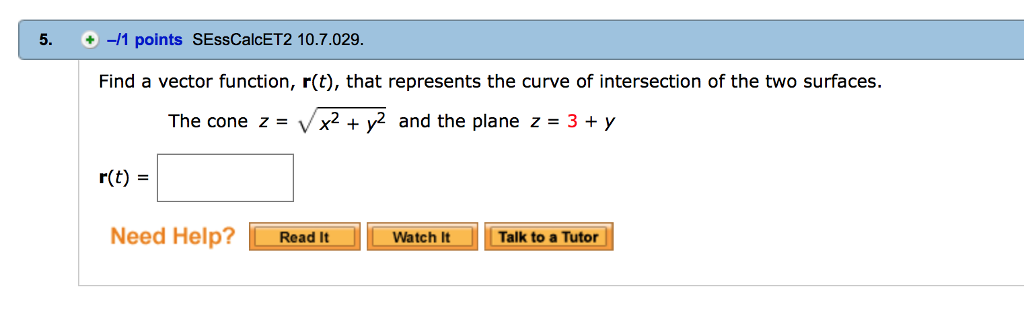 Solved Find a vector function, r (t), that represents the | Chegg.com