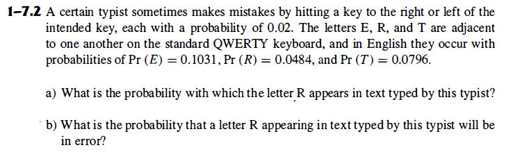 Solved A certain typist sometimes makes mistakes by hitting | Chegg.com