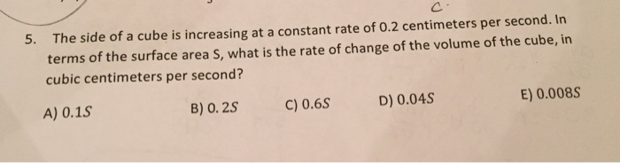 Solved The side of a cube is increasing at a constant rate | Chegg.com