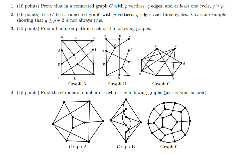 Solved Prove that in a connected graph G with p vertices, q | Chegg.com