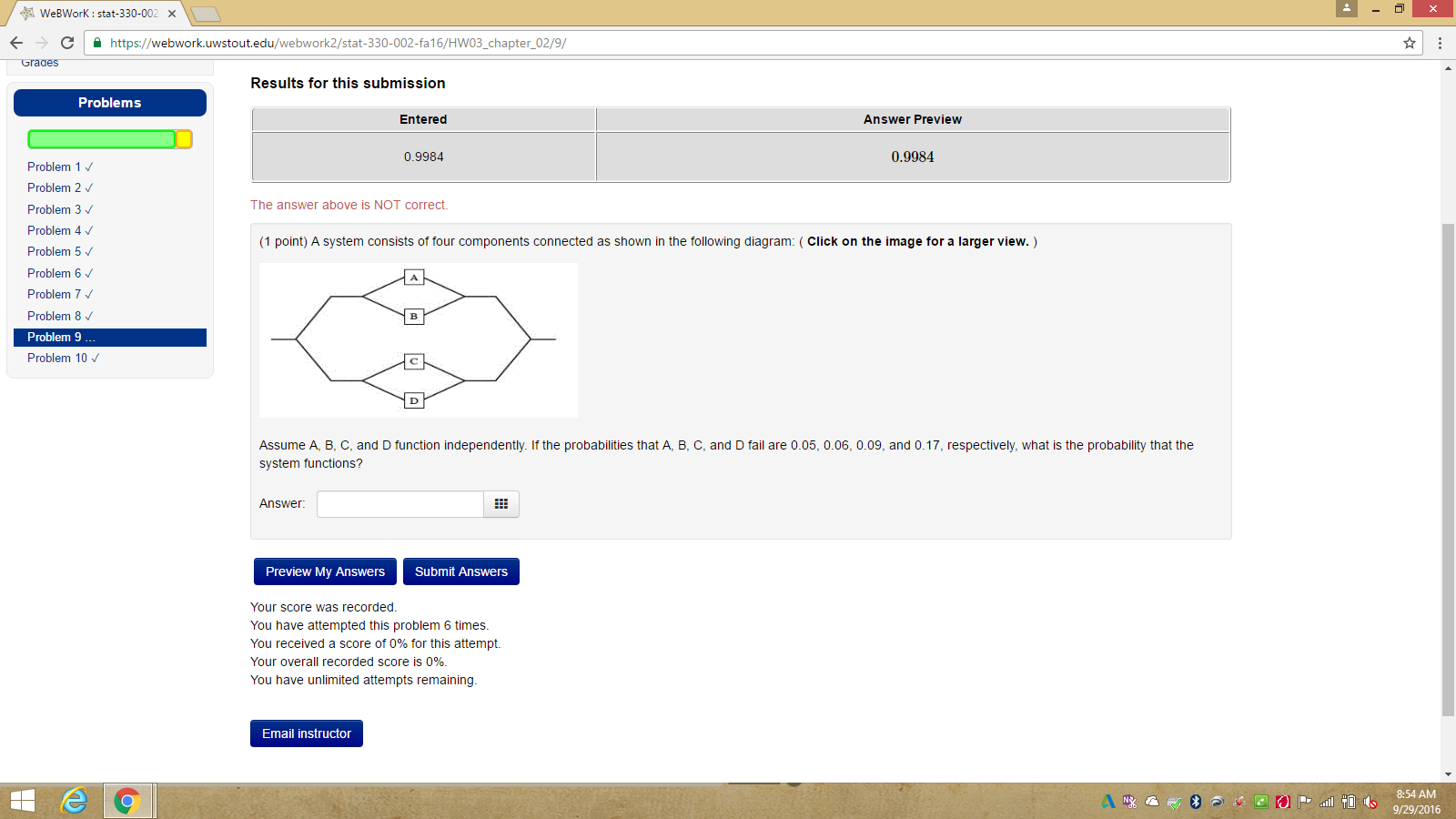 Solved A system consists of four components connected as | Chegg.com