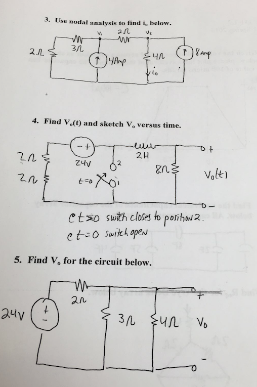 Solved Use nodal analysis to find i_o below. Find V_0(t) | Chegg.com