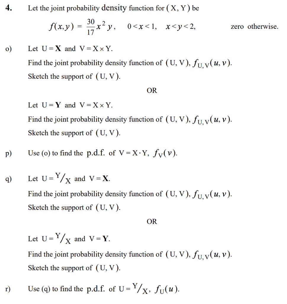 4. Let the joint probability density function for (X, | Chegg.com