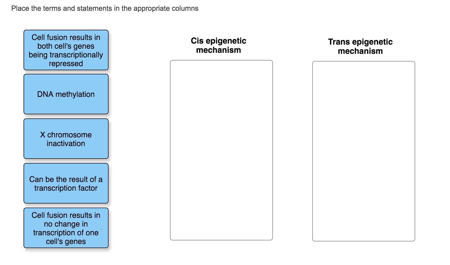 Solved Place the terms and statements in the appropriate | Chegg.com