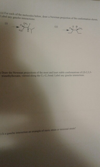 Solved For each of the molecules below, draw a Newman | Chegg.com