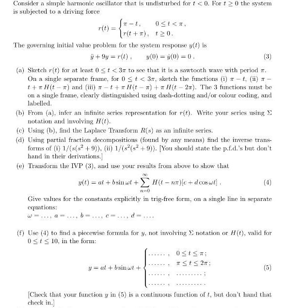 Consider a simple harmonic oscillator that is | Chegg.com