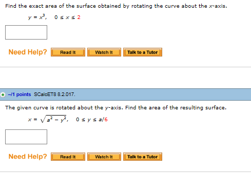Solved Find the exact area of the surface obtained by | Chegg.com