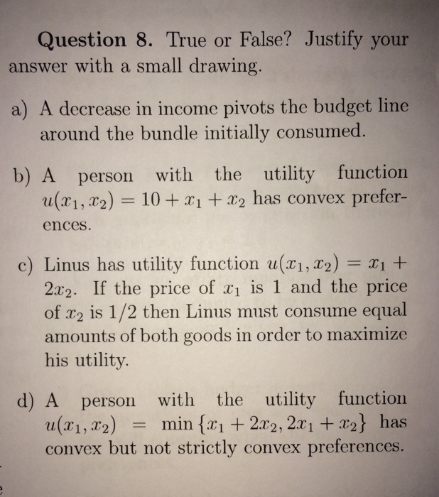 Solved A Decrease In Income Pivots The Budget Line Around Chegg