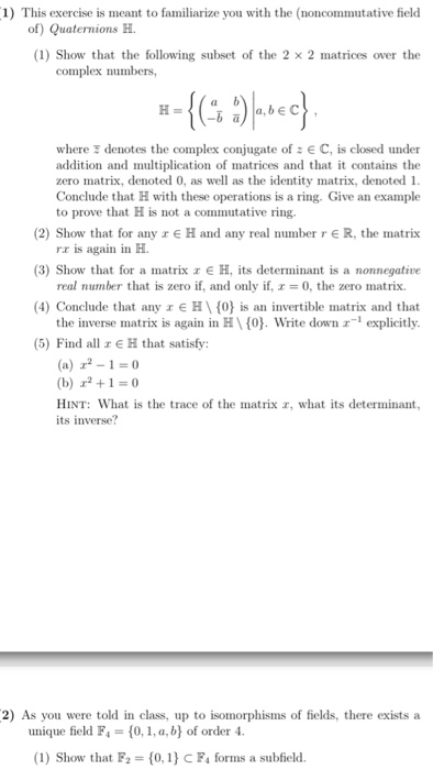 Solved Abstract algebra Fields and groups Part 1 questions | Chegg.com