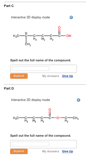 Solved Part A Interactive 3D display mode HaCCCCOCCH H2 H | Chegg.com