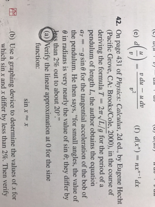 Solved Calculus, 2d ed., by Eugene Hecht (Pacific Grove, CA: | Chegg.com