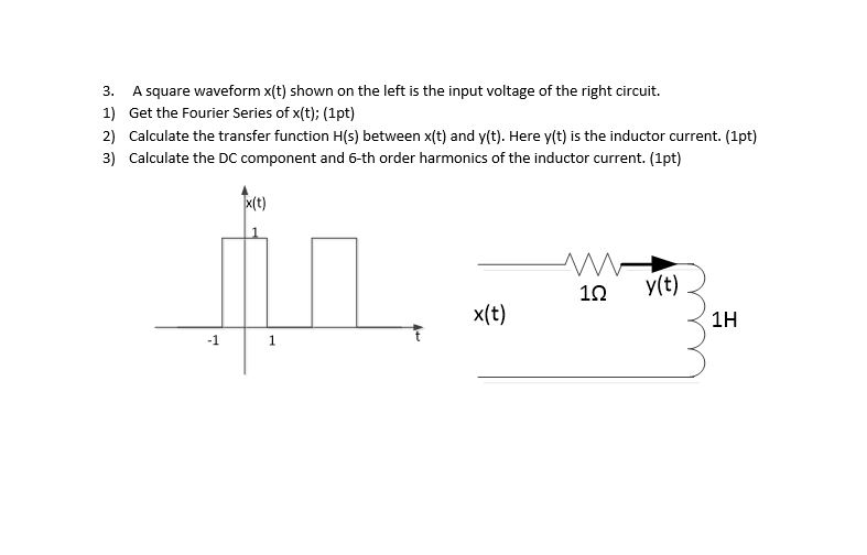 Solved A square waveform x(t) shown on the left is the input | Chegg.com