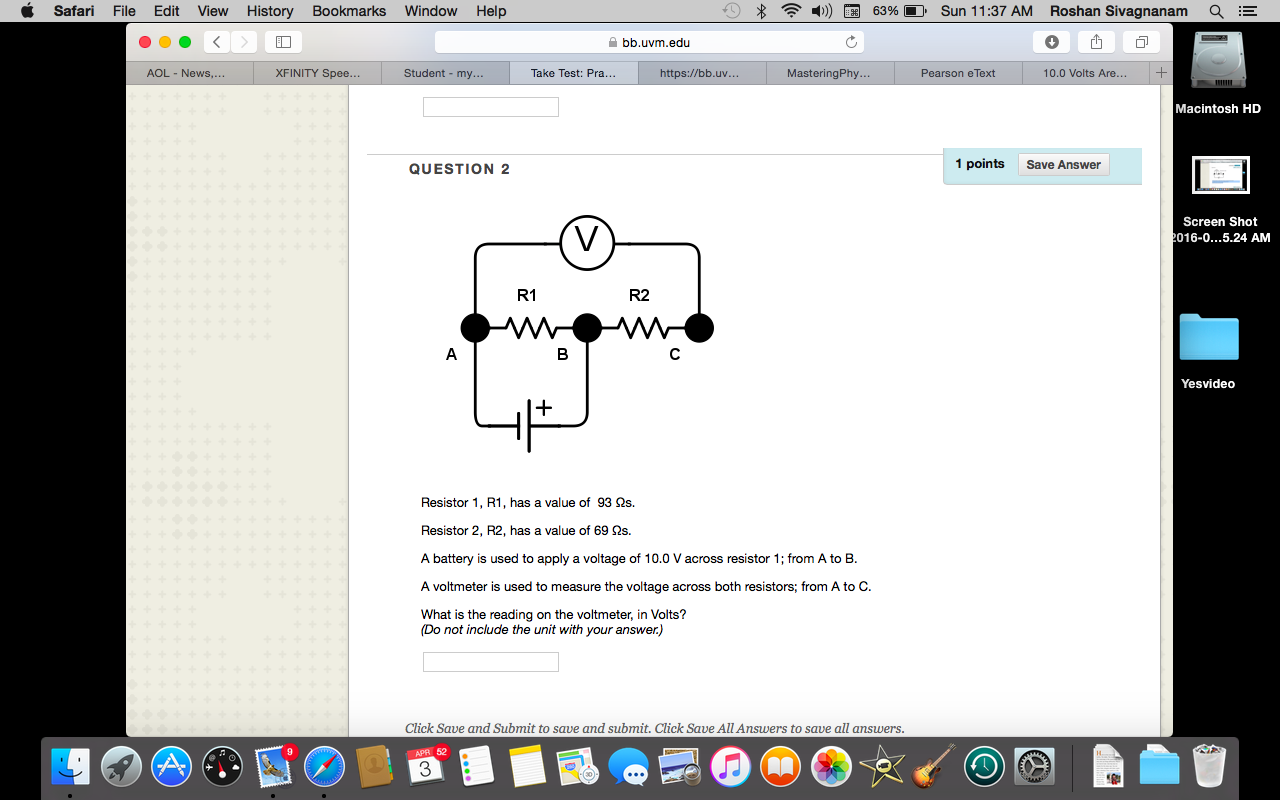 Solved Resistor 1 R1 Has A Value Of 93 S Resistor 2 R2