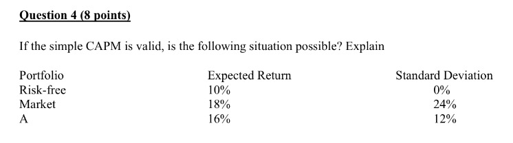 Solved If the simple CAPM is valid, is the following | Chegg.com