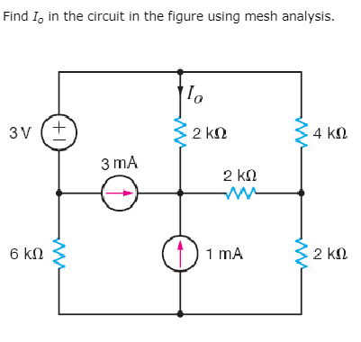 Solved Find Io in the circuit in the figure using mesh | Chegg.com