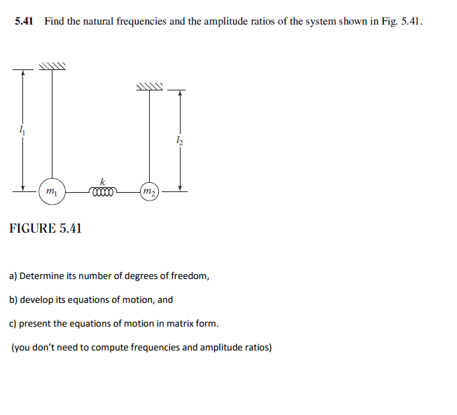 Solved Find the natural frequencies and the amplitude ratios | Chegg.com