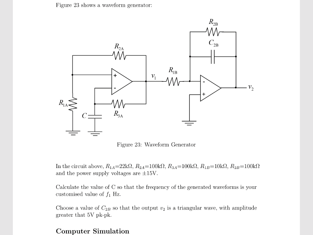 Solved Figure 23 shows a waveform generator 2B 2B IB 3A | Chegg.com