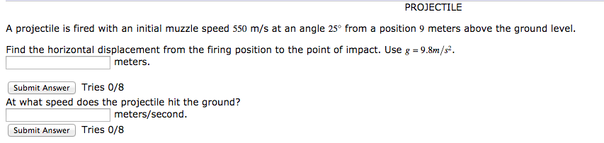 Solved A projectile is fired with an initial muzzle speed | Chegg.com