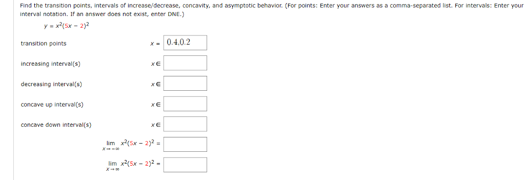 Solved Find the transition points, intervals of | Chegg.com