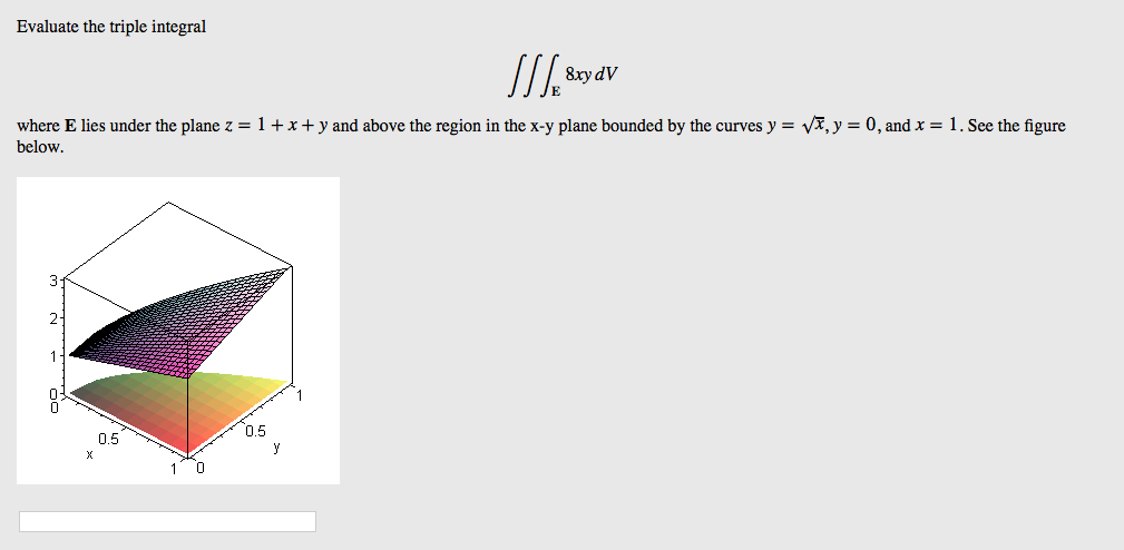 Solved Evaluate the triple integral where E lies under the | Chegg.com