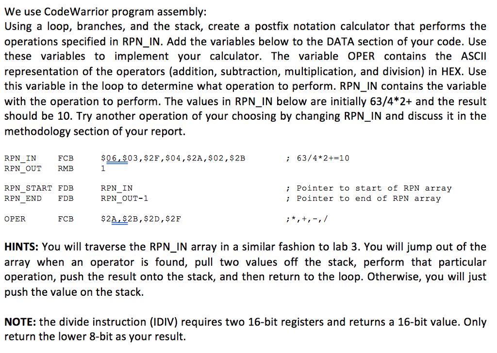 We use CodeWarrior program assembly: Using a loop, | Chegg.com