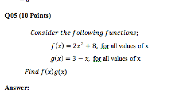 Solved Q05 10 Points Consider The Following Functions