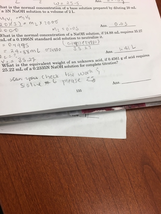 Solved What is the normal concentration of a base solution | Chegg.com